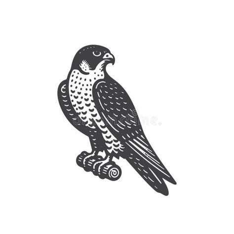 Simple Peregrine Falcon Perched Vector Icon Vintage Retro Logo
