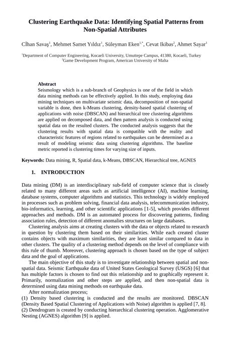 Pdf Clustering Earthquake Data