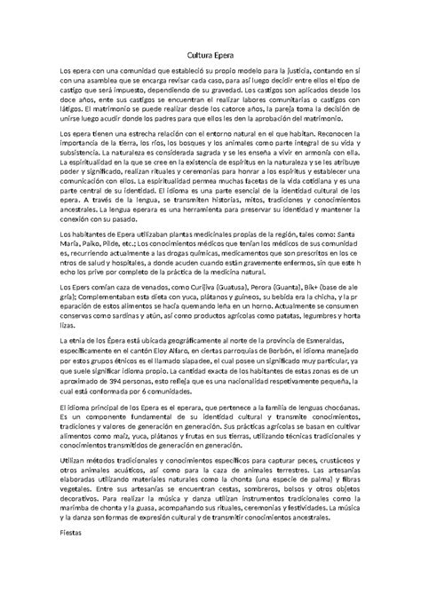 Cultura Epera Cultura Epera Los Epera Con Una Comunidad Que