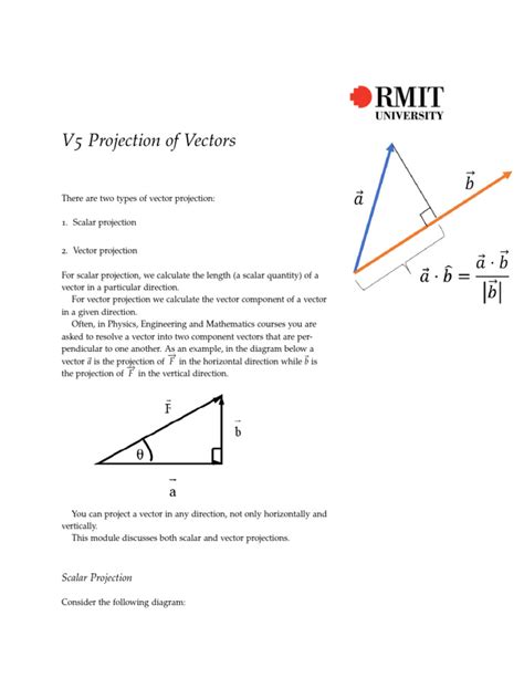 v5 projection of vectors pdf euclidean vector scalar mathematics