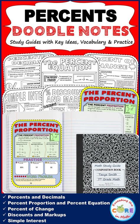Percents Doodle Math Interactive Notebooks Guided Notes Math