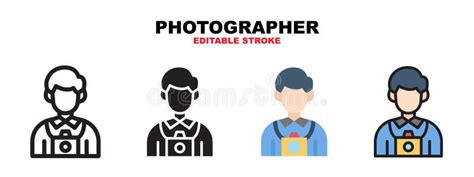 Pictogram Voor Fotograaf Ingesteld Op Verschillende Stijlen Vector