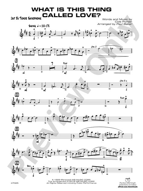 What Is This Thing Called Love B Flat Tenor Saxophone B Flat Tenor