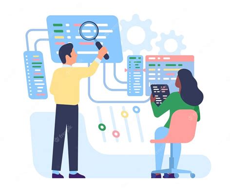premium vector male and female software testers people testing