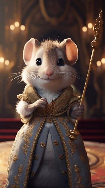 Premium Ai Image A Mouse In A Blue Dress With A Gold Crown