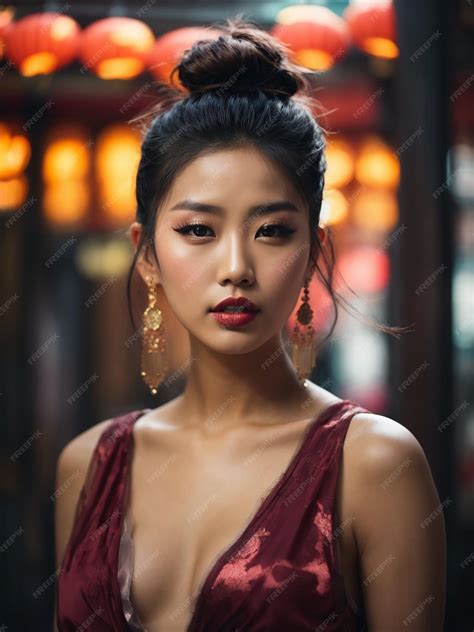 Premium Photo Cute Chinese Women With A Messy Top Knot Bun Mesh