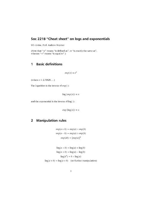 Logs And Exp Handout