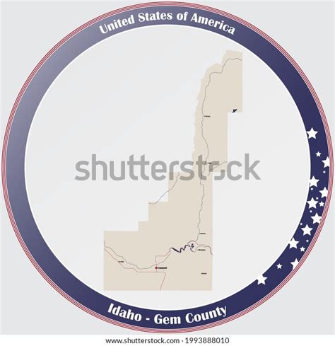 Large Detailed Map Gem County Idaho Stock Vector Royalty Free