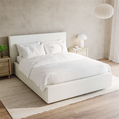 Cloud Bed Frame In White With Ottoman Storage Double Aries Page 1