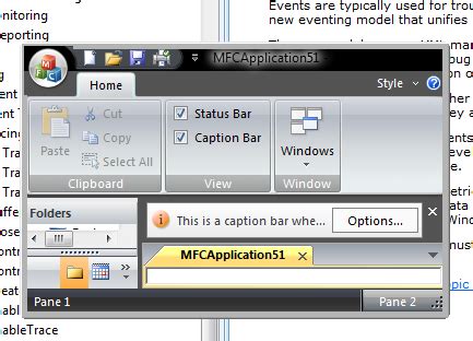 Windows 7 Visual Studio 2012 MFC Wizard Generated Application