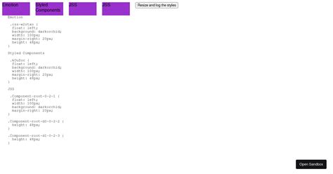 Rendering Emotion Vs Styled Components Vs Jss Codesandbox