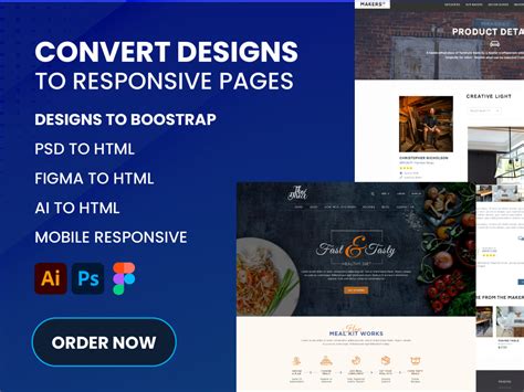Psdfigmaillustratorpdf To Html5 Css Bootstrap Responsive Website Upwork