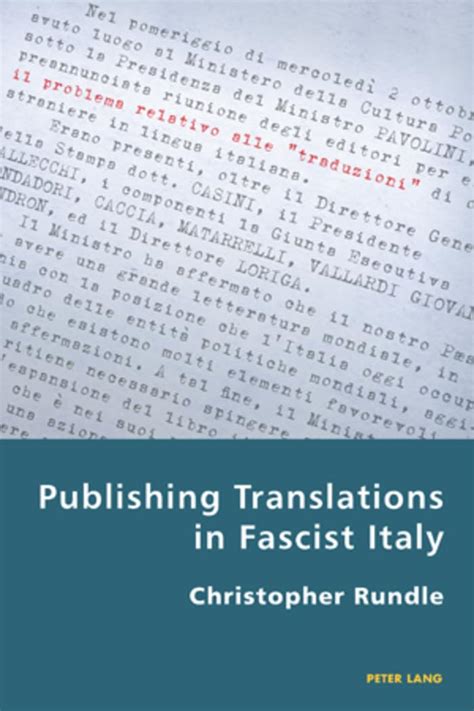 Publishing Translations In Fascist Italy Italian