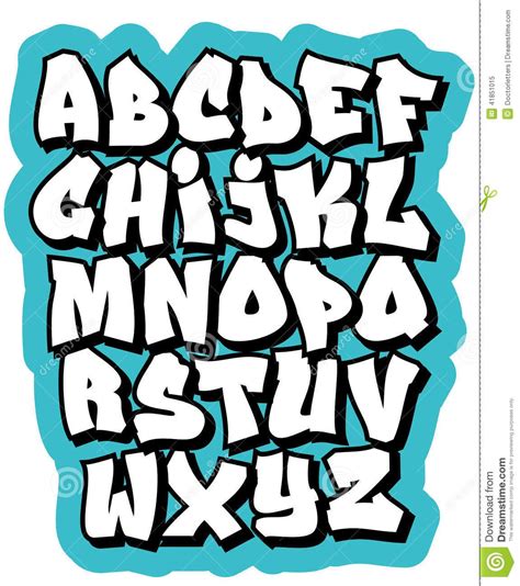 Graffiti Font And Numbers On Blue Background
