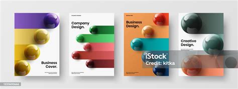 놀라운 회사는 A4 디자인 벡터 템플릿 세트를 다룹니다 다채로운 3d 구 배너 일러스트 구성 A4 용지에 대한 스톡 벡터 아트 및 기타 이미지 Istock