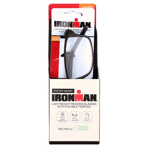 Ironman Rectangle Black Reading Glasses 200