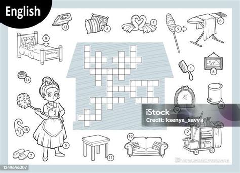 Mots Croisés En Noir Et Blanc En Anglais Jeu Déducation Pour Les