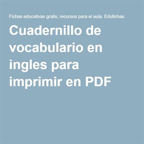 Cuadernillo De Vocabulario En Ingles Para Imprimir En Pdf Food