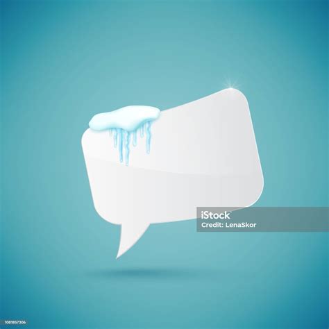 연설 거품 현실적인 눈과 고 드 름 장식 메리 크리스마스에 대 한 디자인 서식 파일입니다 벡터 0명에 대한 스톡 벡터 아트 및