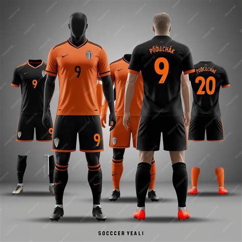 2023 Soccer Uniforms With Number 10 Black And Orange Design Premium