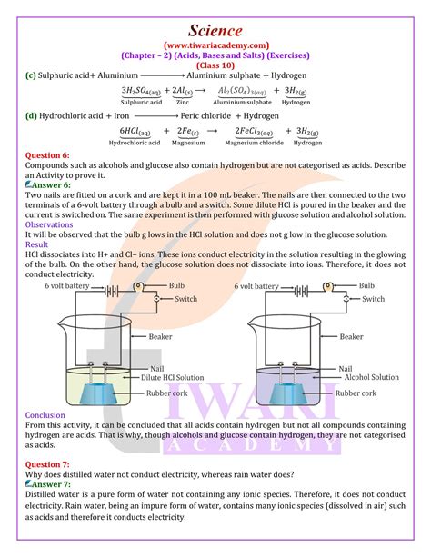 Ncert Solutions For Class 10 Science Chapter 2 Acids Bases And Salts