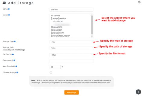 Add New Storage Virtualizor