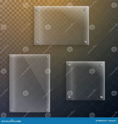 Realistic Vector Glass Plate Mockup Set Stock Vector Illustration Of