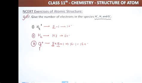 Class 11th Chemistry Structure Of Atomncert Exercises Of Atomic Str