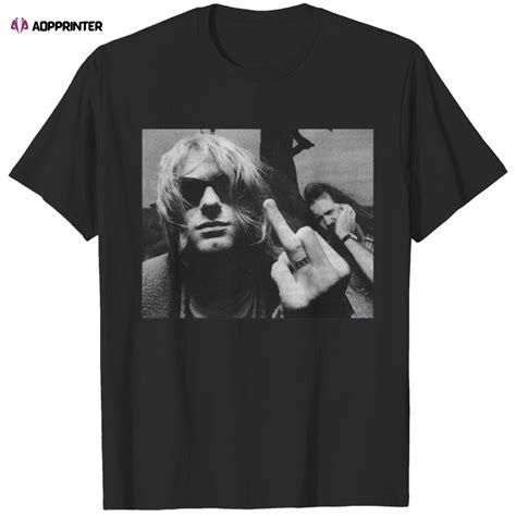 Kurt Cobain Shirt Vintage Middle Finger Funny Nirvana 90s Photo
