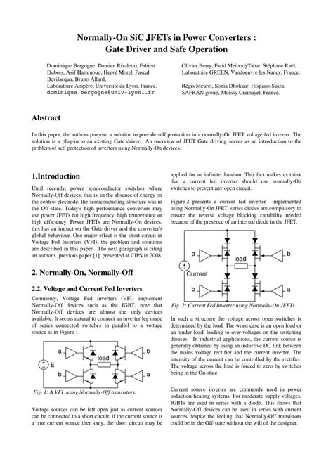 Pdf Normally On Sic Jfets In Power Converters Gate Driver And Safe Operation