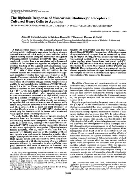 Pdf The Biphasic Response Of Muscarinic Cholinergic Receptors In