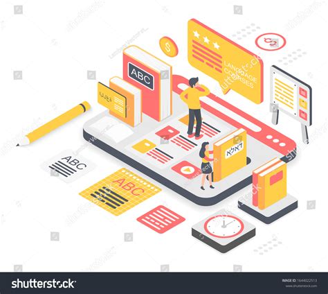 Language School Vector Illustration Virtual Multilanguage Stock Vector