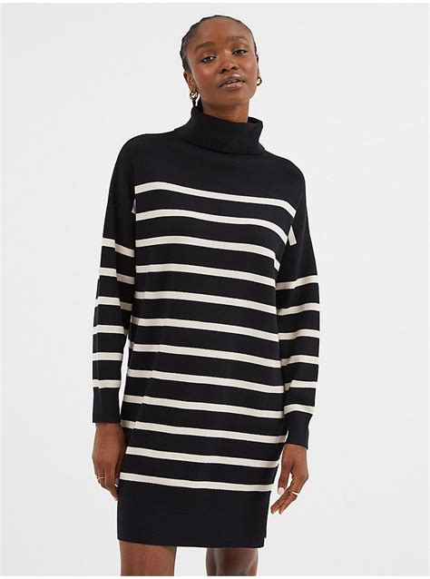 Black Striped Roll Neck Mini Jumper Dress Women George At Asda
