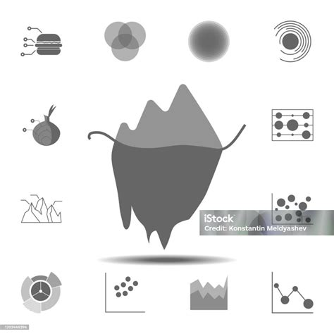 빙산 차트 아이콘 차트 및 다이어그램의 간단한 글리프 벡터 요소는 Ui 및 Ux 웹 사이트 또는 모바일 응용 프로그램에 대한 아이콘을 설정 0명에 대한 스톡 벡터 아트 및