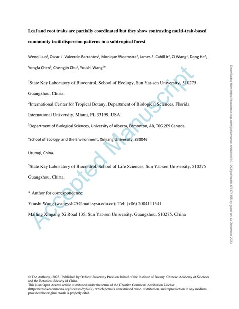 Pdf Leaf And Root Traits Are Partially Coordinated But They Show