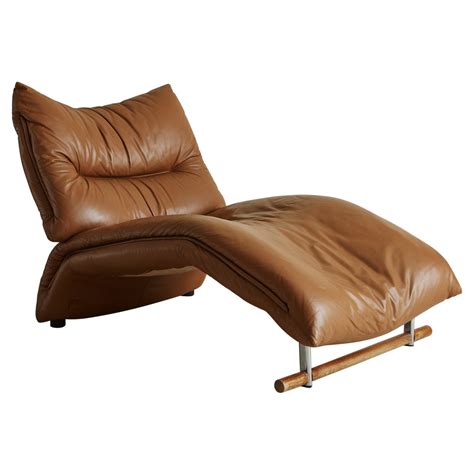 Mid Century Cognac Leather Chaise Lounge Chair 1960s At 1stdibs