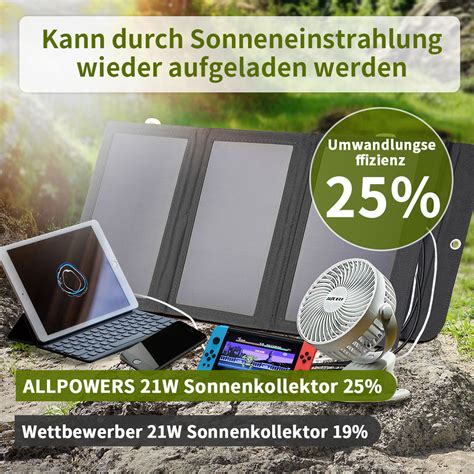 ALLPOWERS 5V 21W Solarpanel eingebaute 10000mAh Batterie SP002 ...