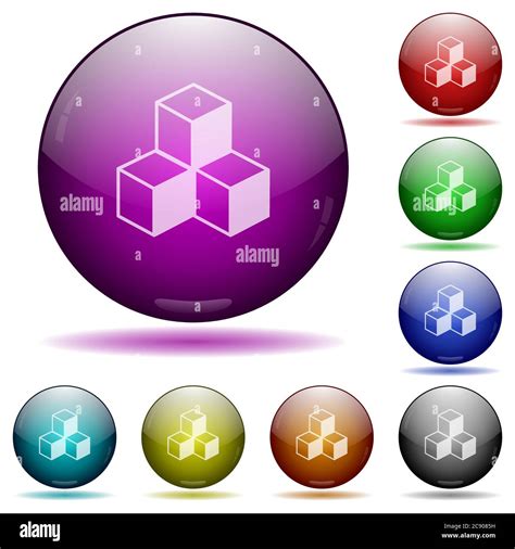 Cubes Color Glass Sphere Buttons With Sadows Stock Vector Image And Art