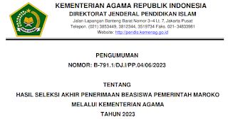 Hasil Seleksi Penerima Beasiswa Kuliah Maroko 2023