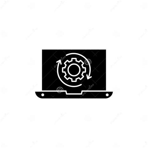 Data Processing Icon Set Laptop Data Process Technology Vector Symbol