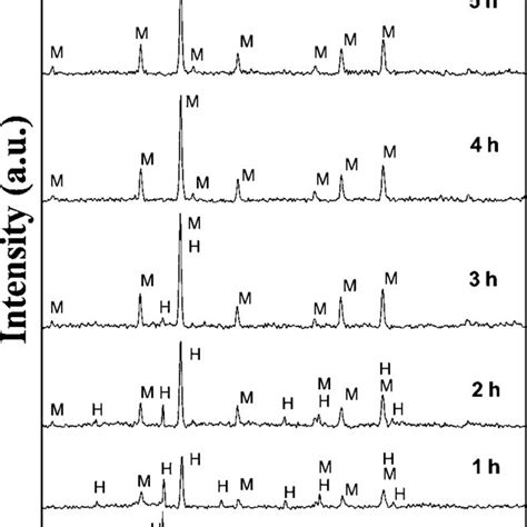X Ray Diffraction Patterns For The Whole Considered Milling Time Range