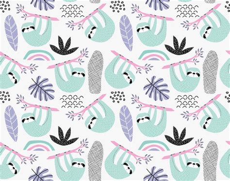 Premium Vector Cute Sloth Seamless Pattern