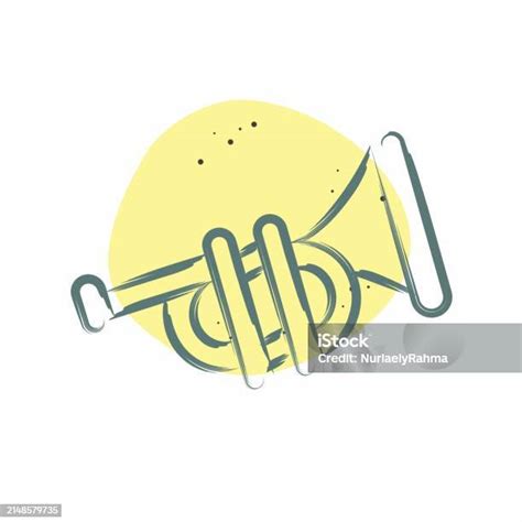 아이콘 트럼펫 퍼레이드 기호와 관련이 있습니다 색상 별점 스타일 심플한 디자인 일러스트레이션 7월에 대한 스톡 벡터 아트 및 기타 이미지 Istock