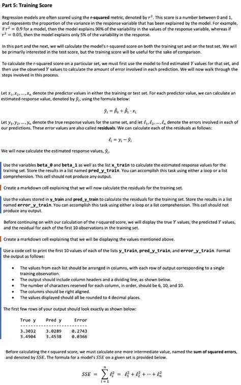 Solved Part 5 Training Score Regression Models Are Often
