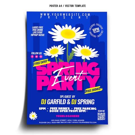 Premium Vector Spring Party Poster Template