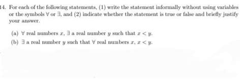 Solved For Each Of The Following Statements Write Chegg Com
