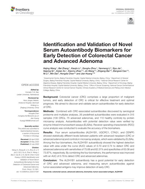 Pdf Identification And Validation Of Novel Serum Autoantibody