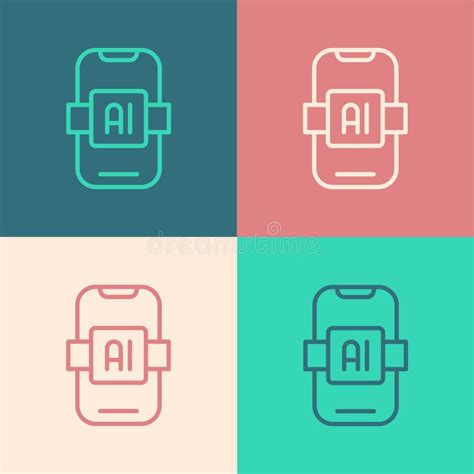 Pop Art Line Artificial Intelligence Ai Icon Isolated On Color