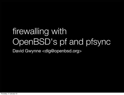 firewalling with openbsd s pf and pfsync