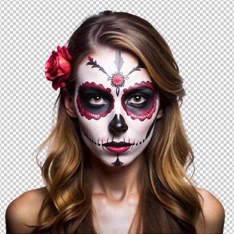 Halloween Females Skull Mask On Transperent Background Premium Ai